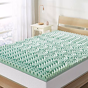 Mellow 1.5 Inch 5-Zone Memory Foam Mattress Topper, Calming Aloe Infusion, Twin