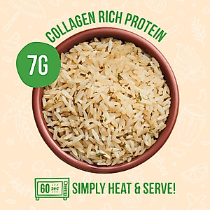 A Dozen Cousins Rice Cooked in Bone Broth Microwaveable Rice Packets | 7g Protein | Contains Collagen (Classic Chicken Broth, 8 Pack)