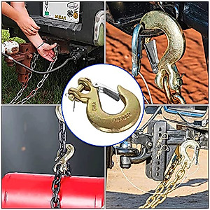 Accoladesound 2PCS 3/8 Inch Clevis Slip Hook with Safety Latch, G70 Forged Steel for Trailer, Heavy Duty Chain Hooks Deck Hauler Receiver Hitches Trailer,18,000lbs Capacity, Gold
