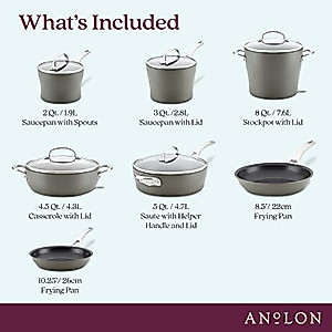 Anolon Allure Hard Anodized Nonstick Cookware Pots and Pans Set, 12 Piece, Dark Gray