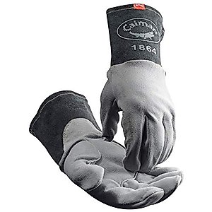 Caiman Premium Split Deerskin TIG Welding Gloves, 4-inch Cuff, Unlined, Kevlar, Kontour, Gray, X-Large (1864-6)