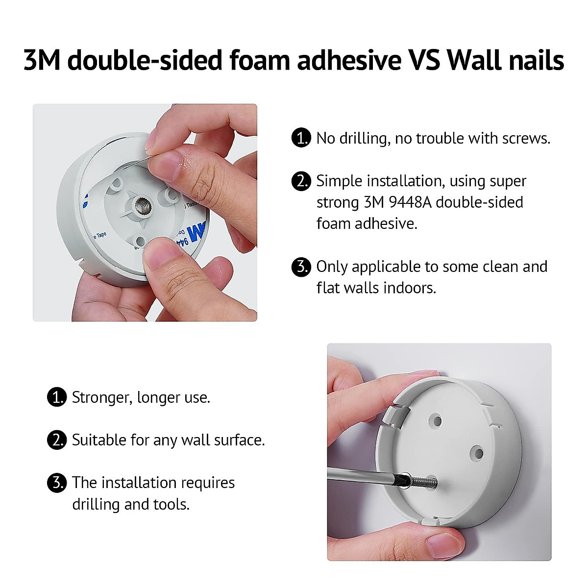 Ayotu 2 Pack Wall Mount for Blink Mini Camera, Easy Installation with Strong 3M Tape Adhesive Holder, Another Installation Methods-Screw Bracket Stand for Blink Mini (Not Including Camera), White