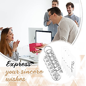 Yinkin 36 Pcs Employee Appreciation Gift for Coworker Thank You Gifts Bulk Keychain with Drawstring Bags and Cards(White)