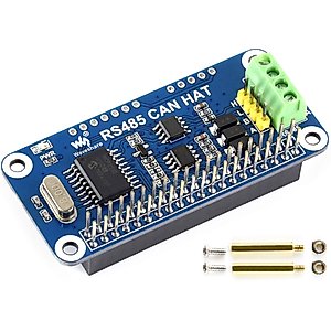 RS485 CAN HAT for Raspberry Pi 4B/3B+/3B/2B/B+/A+/Zero/Zero W/WH/Zero 2W, Long-Distance Communication via RS485/CAN Function Onboard CAN Controller MCP2515 via SPI Interface Transceiver SIT65HVD230DR