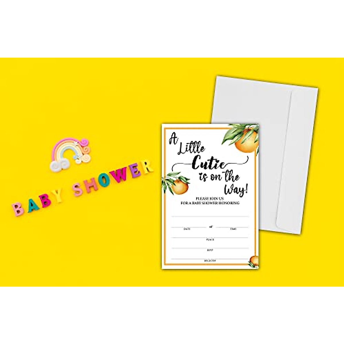 Nopoben Baby Shower Invitations and Envelopes, Cutie Baby Shower Invitations, Greenery Baby Shower Gender Reveal Party Supplies 25 Cards With Envelopes -(020bbyaoqing)