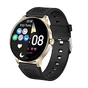 LiveGo Smart Watch for Men Women, 2023 1.3" IP68 Waterproof Smartwatch for Android Phones Compatible iOS iPhone, Activity Fitness Tracker with Heart Rate Blood Pressure Oxygen Sleep Monitor, Gold