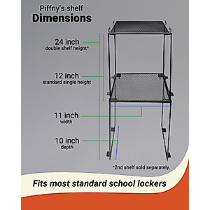 Piffny Versatile Metal Mesh Organizer Shelf, Stackable, for Standard Size School Lockers, Also for Gym and Work Lockers, or Even Kitchen Cabinets & Under Sink Organization