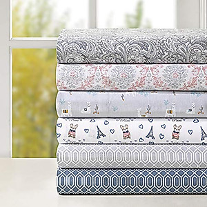 Comfort Spaces 100% Cotton Sheet Set Breathable, Lightweight, Soft with 14" Elastic Pocket Fits up to 16" Mattress, All Season Cozy Bedding, Matching Pillow Case, Cal King Paisley Multi 4 Piece