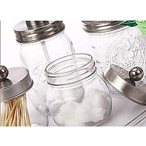 AINEKUI Mason Jar Bathroom Accessories Set 4 Pcs, Lotion Soap Dispenser, Toothbrush Holder, 2 Cotton Swab Jars, Suitable for Home Decoration in Bathroom and Kitchen