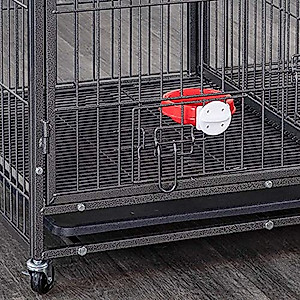 Go Pet Club 44" Heavy Duty Stackable Cat Dog Pet Metal Crate Kennels Outdoor and Indoor with Divider and Water Bowls, Large