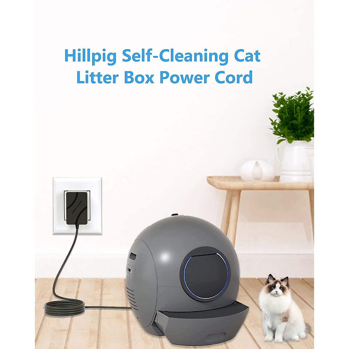 12V Power Cord for LitterMaid LM680C LM980 P-70016, Replacment for Hillpig Self-Cleaning Cat Litter Box Automatic Self-Cleaning Classic Replacement Power Supply