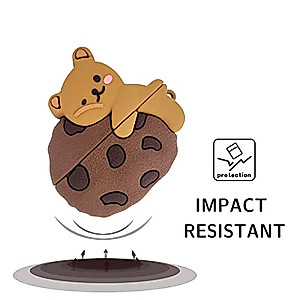 Cookie Bear Airpods Pro Case, 3D Cute Cartoon Character Protective Soft Silicone Air Pods Pro Cover with Keychain, Apple Airpods Pro Kawaii Animal Food Skin Accessories Gift for Girls Boys Kids Teens