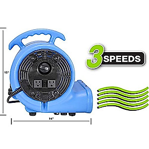Eastman Windstorm 1/2 HP Air Mover for Water Damage Restoration Carpet Dryer, Blue, 99027