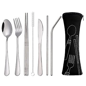 ISJ Co Large Insulated Waterproof Thermal Lunch Bag with Stainless Steel Utensils