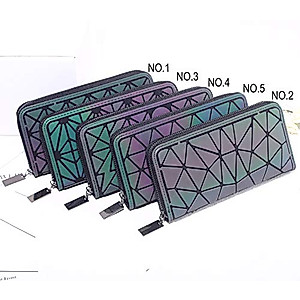 FZChenrry Geometric Long Wallet and Purse Fashion Luminous Lattice Zip Purse Clutch for Women NO.2