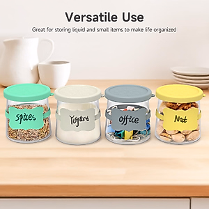 Sophico Oui Yogurt Jar Lids Silicone, 12 Pack Leak Proof Covers Fit For 5oz Yoplait Glass Jars with Silicone Reusable Bottle Labels, Airtight, Dishwasher Safe & BPA Free (Container Not Included)