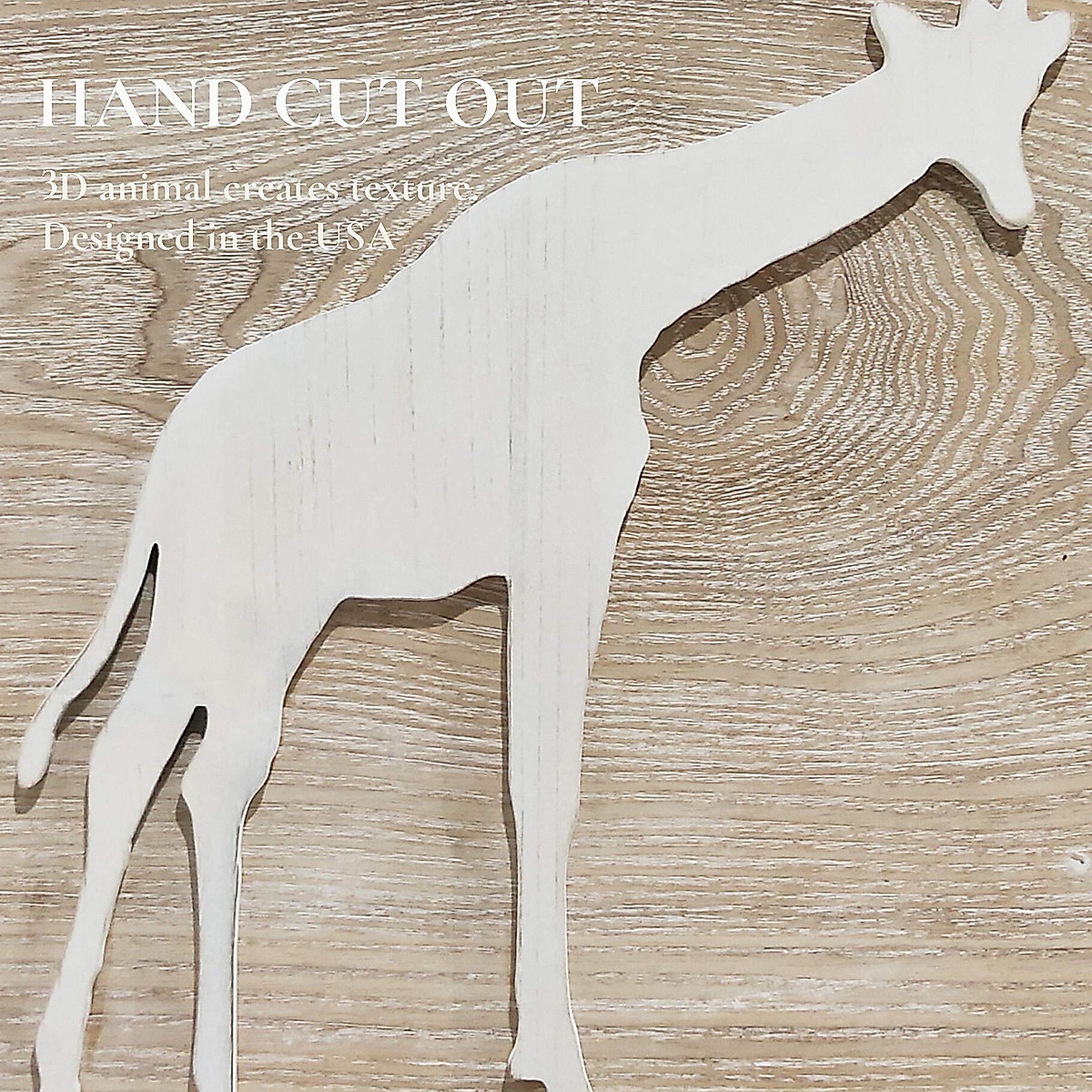 Bon et Beau 16×12 Inch Wood Cut-Out Giraffe Wall Decor - Neutral Wall Art for Baby Girl Baby Boy Nursery, Kids Room, Playroom Decor