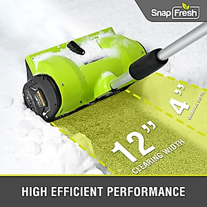 SnapFresh 20V Snow Shovel Cordless,12” Electric Snow Thrower kit,Adjustable Handle, Directional Plate, Handheld Battery Powered Snow Thrower for Driveway Clearing,4.0Ah Battery & Fast Charger Included