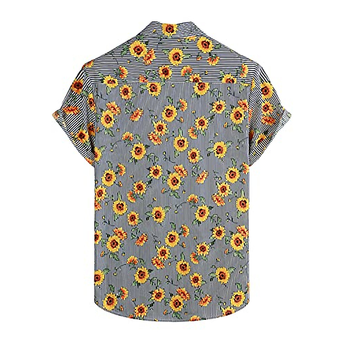 VATPAVE Mens Floral Hawaiian Shirts Casual Button Down Short Sleeve Aloha Shirts Small Black Sunflower Tropical