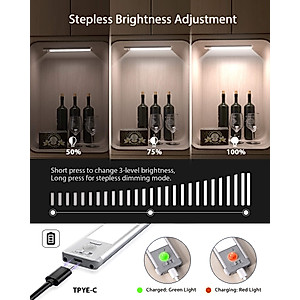 54-LED Under Cabinet Lights Wireless - Motion Sensor LED Kitchen Closet Counter Lighting with 1500mAh Rechargeable Battery & Magnetic Mount, Ideal Night Lights for Bedroom Babyroom Armoire Stair -2Pcs