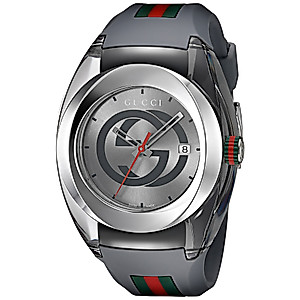 Gucci Swiss Quartz Stainless Steel and Rubber Casual Grey Men's Watch(Model: YA137109)