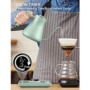 Electric Kettle, Offacy Gooseneck Kettle with Temperature Control, Pour Over Kettle & Coffee Kettle, 100% Food Grade 304 Stainless Steel, Tea Kettle 1200 Watt Quick Heating, 0.9L, Light Green