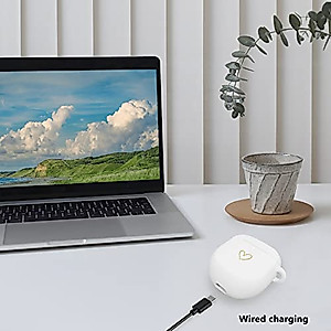 AIIEKZ Compatible with Bose QuietComfort Earbuds II 2022, Soft Silicone Case with Gold Heart Pattern for Bose QC II Case with Cute Butterfly Keychain for Girls Women (White)