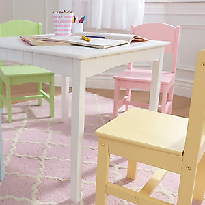 KidKraft Nantucket Kid's Wooden Table & 4 Chairs Set with Wainscoting Detail, Pastel