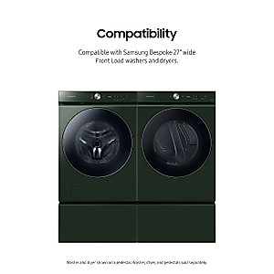 SAMSUNG 27-Inch Bespoke Front Load Washer Dryer Pedestal Stand w/ Pull Out Laundry Storage Drawer, WE502NG, Forest Green