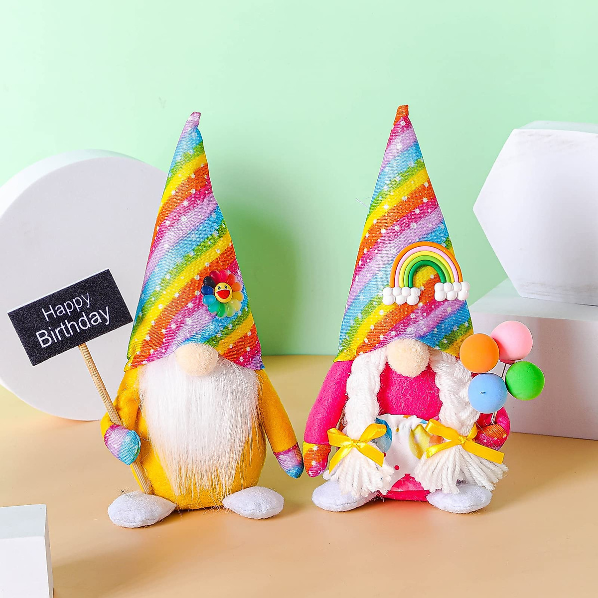 2pcs Birthday Gnomes Swedish Tomte Gnome Decor Birthday Gifts Handmade Scandinavian Garden Gnomes Valentines Day Tiered Tray Decorations