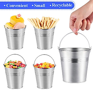 NUOBESTY Small Buckets for Party Favors Serving Buckets, Mini Metal Bucket Set 12Pcs, Mini Tinplate Buckets, Ice Buckets, Snack Buckets for French Fries Planting Flowers Candies