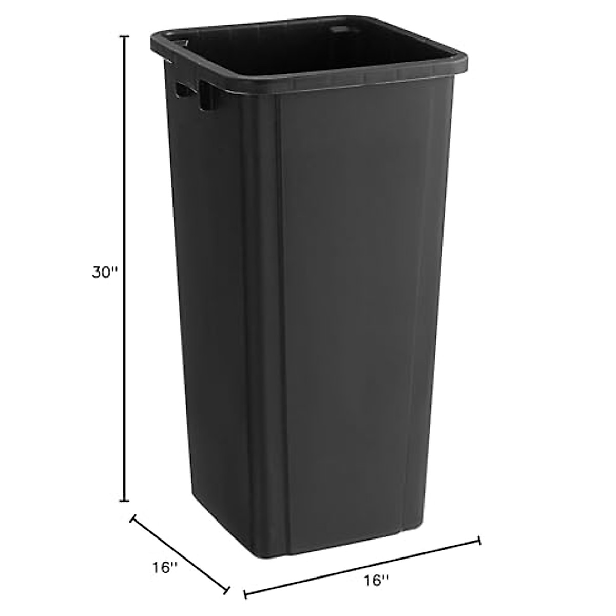 PRO&Family 92 Qt. / 23 Gallon / 87 Liters Black Square Trash Can. Kitchen Garbage Can Office Trash Can Recycle Bin Waste Basket Touchless