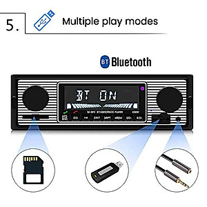 Classic Bluetooth Car Stereo, Car MP3 Smart Player Vehicle Stereo, MP3 FM Auto Car Radio Stereo, Hands-Free Calling Dual Knob Audio Car Multimedia Player, Support FM/USB/SD/AUX