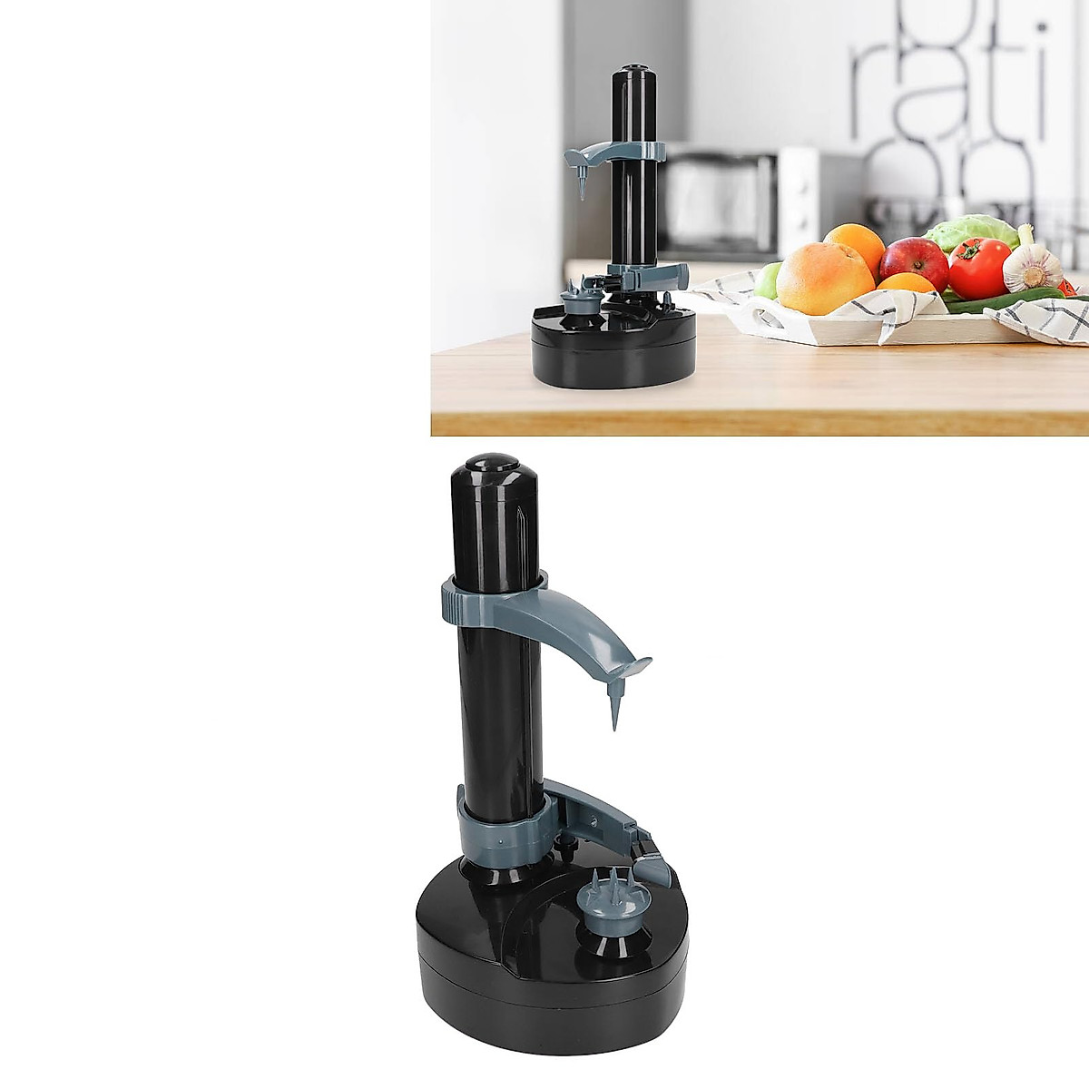 Fruit Peeling Machine Cutter, Humanized Multifunction Potato Vegetable Spiralizer Flexible for Fruit for Kitchen(Black)