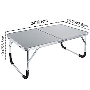 Sivya Foldable Laptop Table Lapdesk, Breakfast Bed Serving Tray, Portable Mini Picnic Desk(Silver)