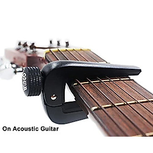 WINGO Wide Guitar Capo Fit for Acoustic Classical Electric Guitar, Bass, Mandolin, Banjos, Ukulele, Black