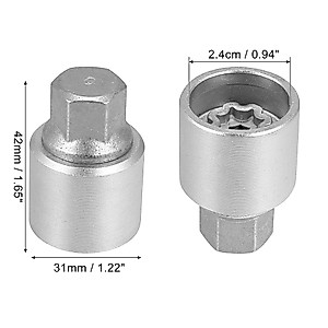X AUTOHAUX Q Vehicle Wheel Lock Anti Theft Lug Nut Screw Removal Socket Key Wheel Lock Key for Audi A4L A5 A6L Q2L Q3 Q5 Q7 A8