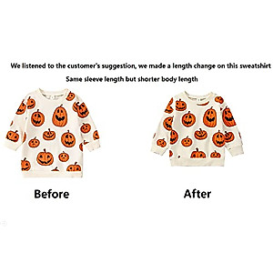 Toddler Kids Baby Girl Boy Halloween Outfit Pumpkin Sweatshirt Oversized Onesie Romper Sweater Matching Clothes (Sweatshirt Pumpkin,2-3T)