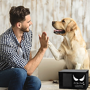 Woiworco Pet Urns for Dogs Ashes, Large Wooden Funeral Cremation Urns with Photo Frame, Memorial Keepsake Box with Black Flannel as Lining, Urn for Dog or Cat Ashes, Loss Pet Memorial Remembrance Gift