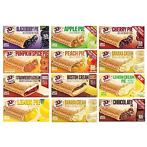 JJ's Bakery Ultimate Variety Pie Snack Pies, Individual Dessert, Fresh-Baked, Perfect for Snacks, Nut-Free, Kosher Parve, 4 Oz Each (Pack of 12)