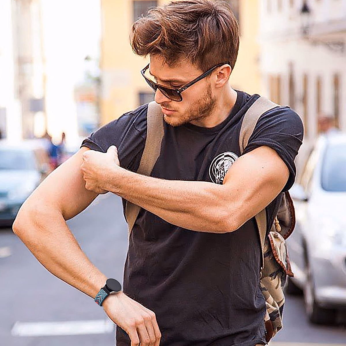 Ouwegaga Elastic Bands Compatible with Samsung Galaxy Watch 7 6 5 4 Band 40mm 44mm,Galaxy Watch 5 Pro 45mm/Watch 6 4 Classic 47mm 43mm 42mm 46mm /Watch FE/Active 2, 20mm Stretchy Nylon Strap Women Men