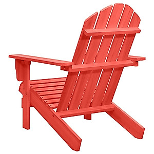 Tidyard Patio Adirondack Chair Solid Fir Wood Red Outdoor Fire Pit Chair Wooden Garden Armchair for Porch Pool Lawn Deck Backyard Balcony Outdoor