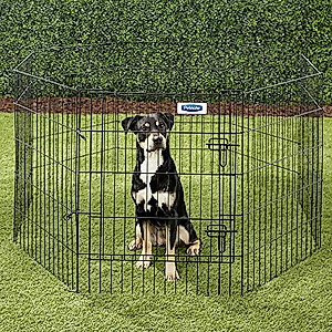 Petmate 30-Inch by 24-Inch 8-Panel Exercise Pen with Step Through Door,Black