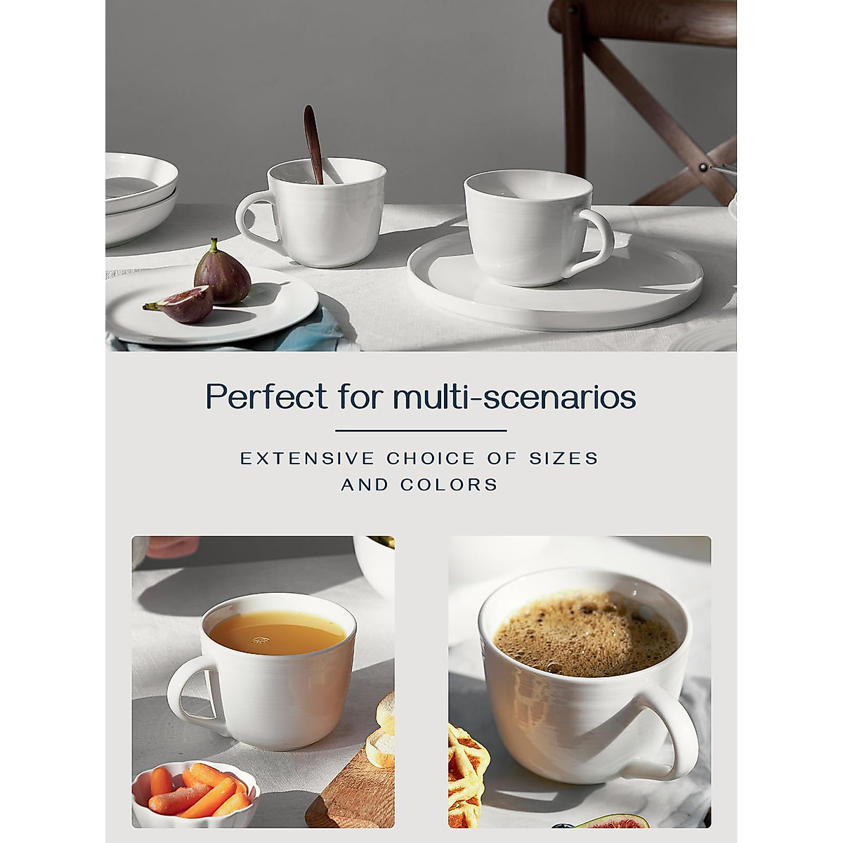 DOWAN Coffee Mug, 17 Oz Soup Mugs with Handle, Wide Large Coffee Mugs for Latte, Cappuccino, Tea, White Coffee Mugs Dishwasher & Microwave Safe, Set of 2, Wedding Gift