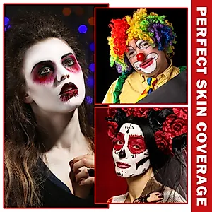 QIUFSSE Clown Makeup Kit,White Black Red Face Body Paint for Adults Professional Oil Based Waterproof Halloween Cosplay SFX Special Effects Makeup Kit