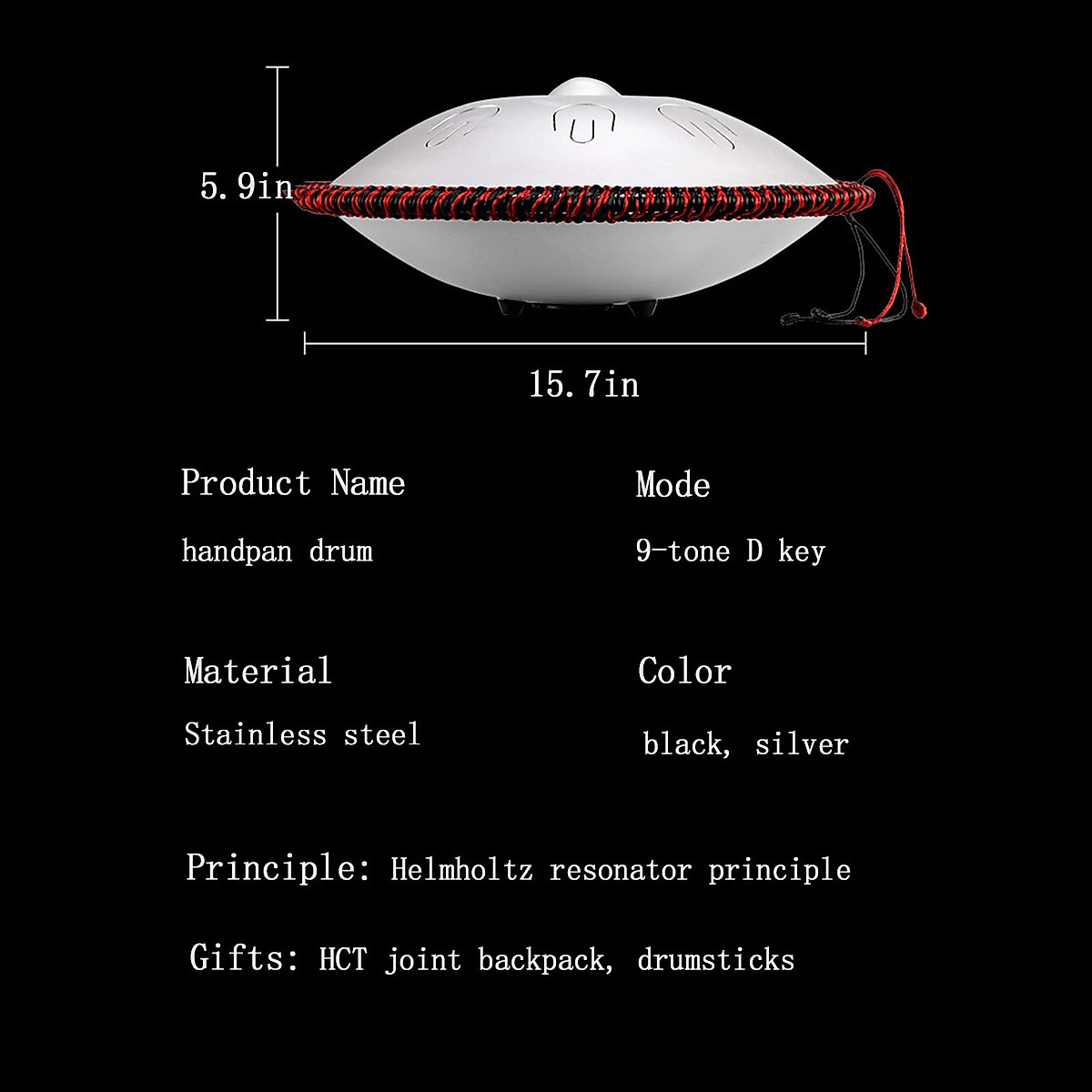 Steel Tongue Drum Tank Drum 9 Notes 14 Inch, Handpan Drum with Standard D Key Percussion Instrument Tongue Drums Kit,Hand Drums for Adults with Mallets and Soft Hand Pan Bag for Meditation Entertainme