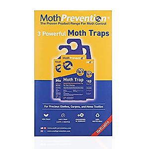 Powerful Moth Traps for Clothes Moths | Including Refills for 9 Months Protection! | Best Catch-Rate for Clothes Moth and Carpet Moth Traps on The Market