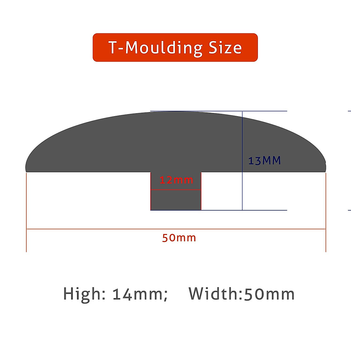 DAILISEN Flexible T-Molding Transition Strips for Hardwood Floor,Laminate Floor,Tile,Vinyl Flooring .78.7" Long×1.97" Width,Grey,Paintable