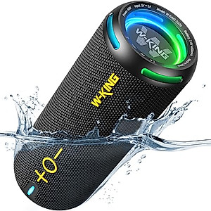 W-KING Bluetooth Speakers, IP67 Waterproof Outdoor Portable Wireless Speaker Loud, Customized EQ APP/Deep Bass, 40W HD 360° Stereo Sound with V5.3/DSP/TF/AUX, Party Lights for Halloween, Shower, Home
