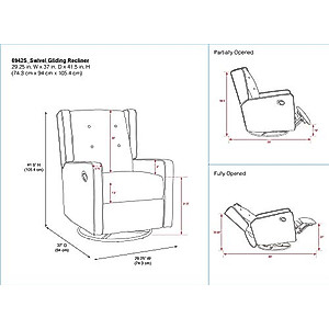 Baby Relax Mikayla Swivel Glider Chair, White, Water Stain Resistant Recliner